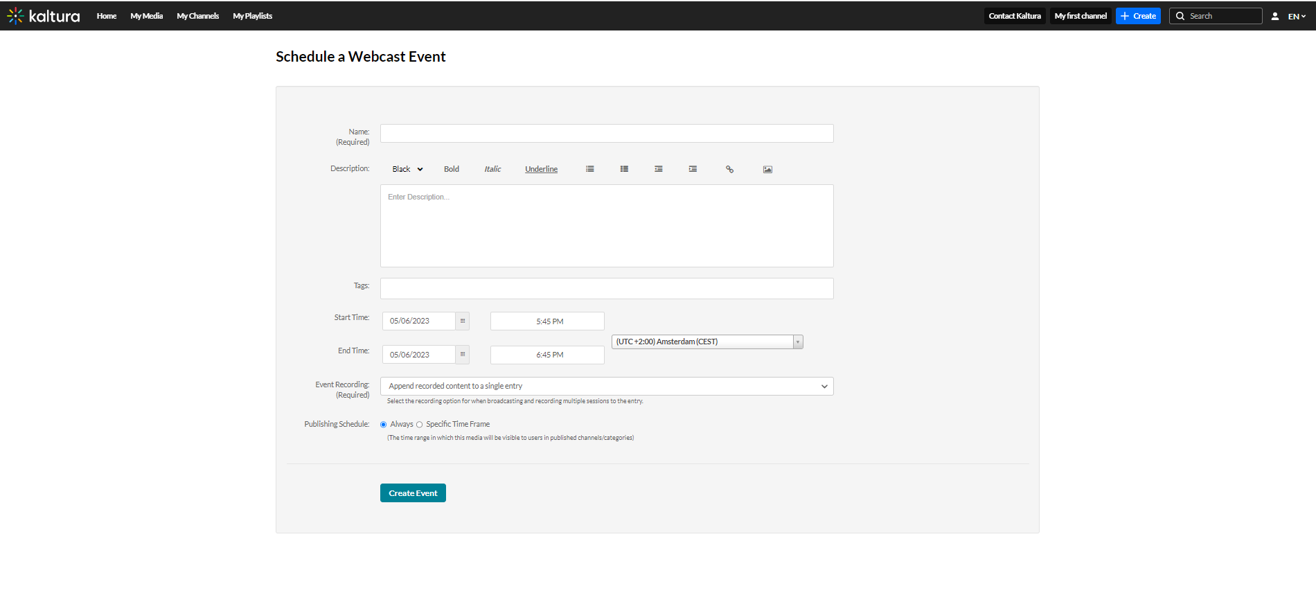 How to create an RTMP stream to Kaltura Mediaspace – CamStreamer Support