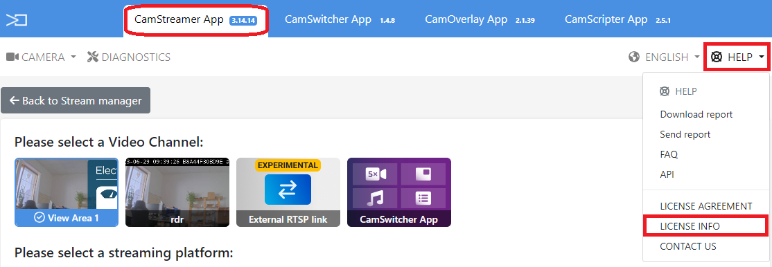 How do I find my Camstreamer app license – CamStreamer Support